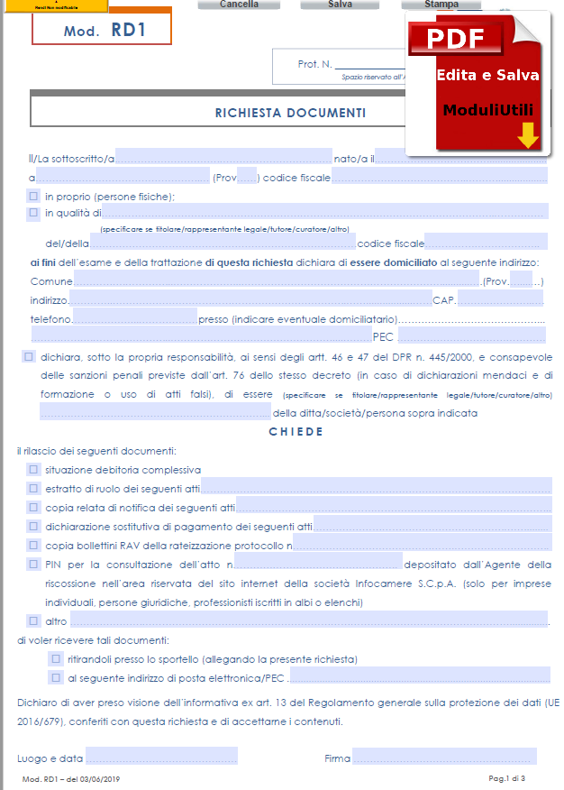 Mod. RD1 Editabile moduli editabili pdf